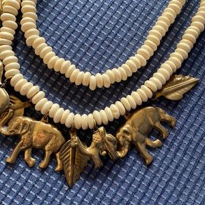 Unk | Jewelry | Brass African Animals Charms On Shelllike Double Strand ...